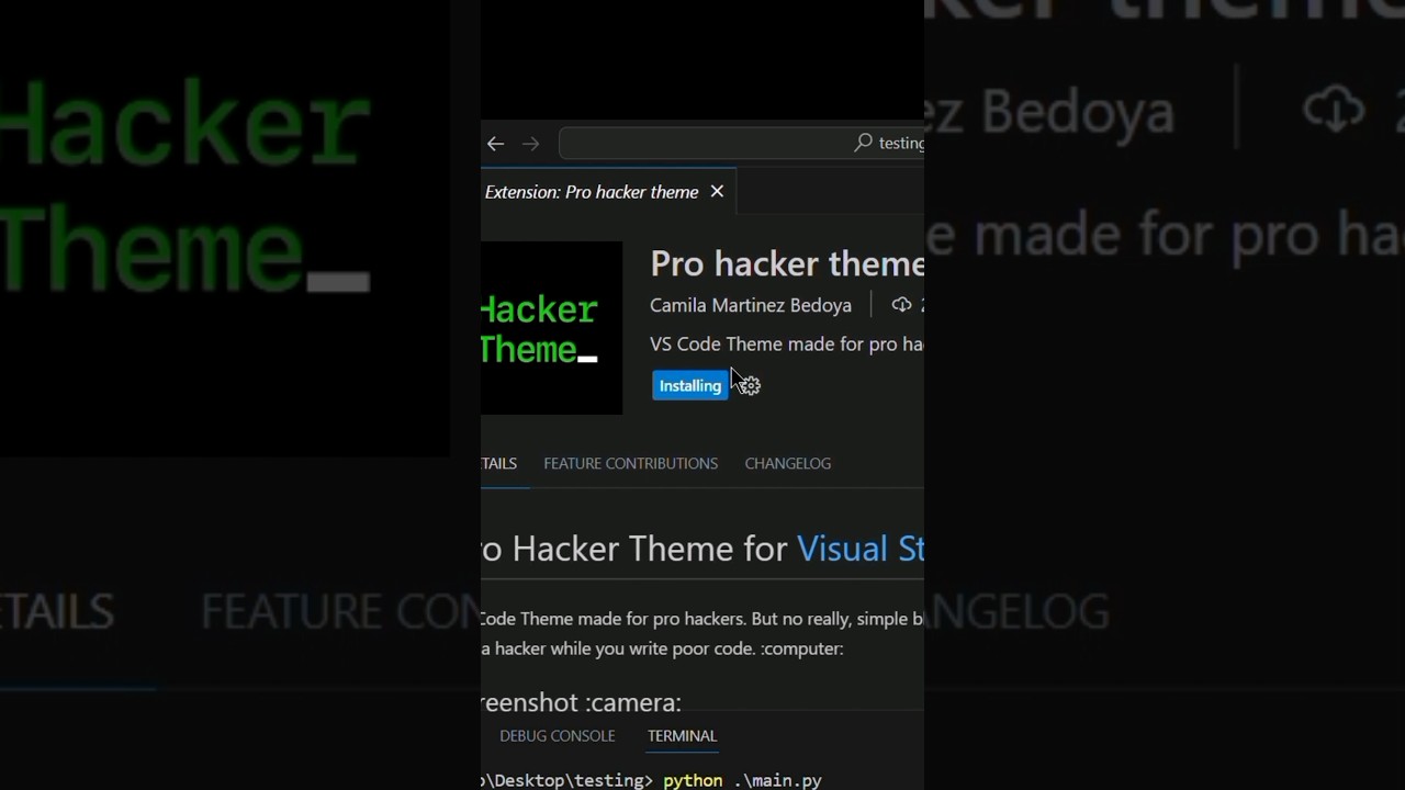 Pro Hacker theme in VScode #python #coding