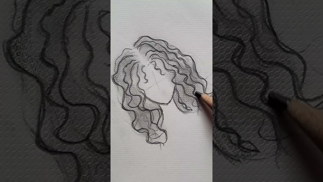 How to draw curly hair 🖋 #art #draw #curlyhair #youtubeshorts #shorts