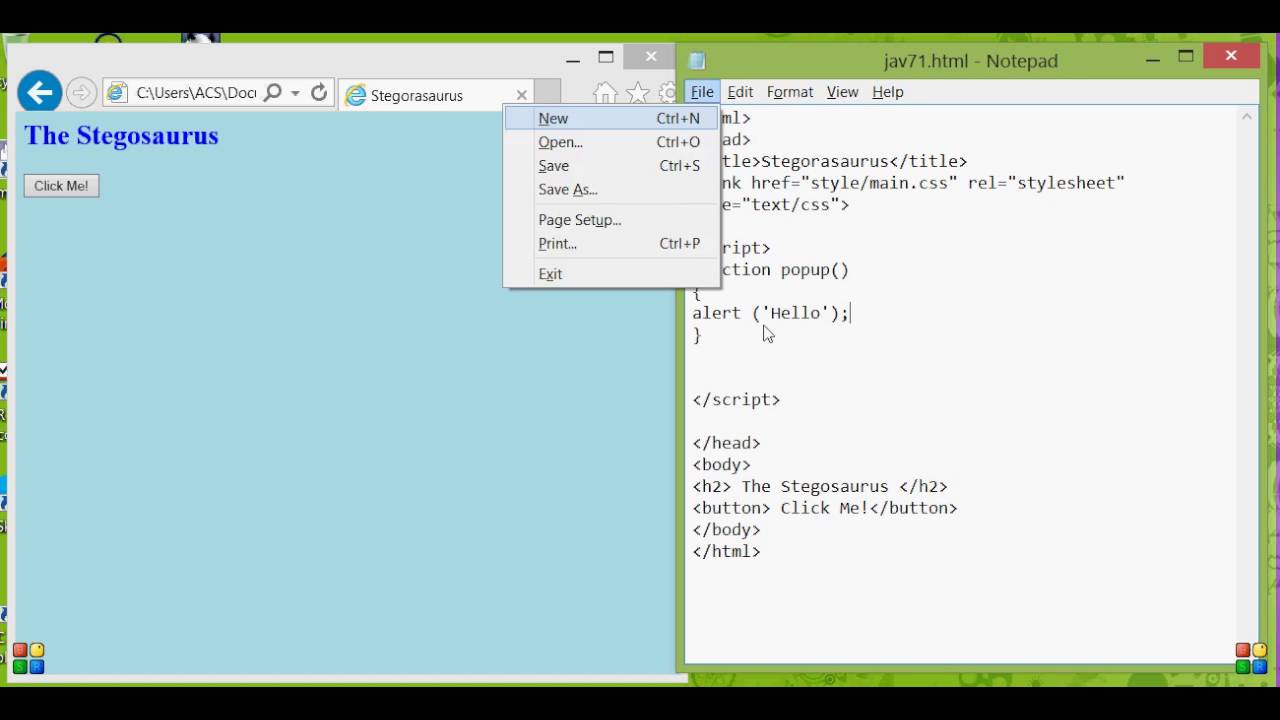 Add JavaScript alert to a web page
