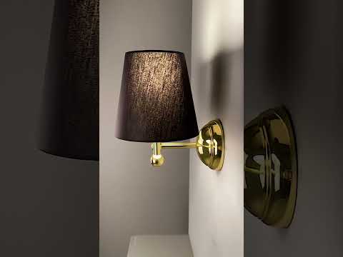 The New Busan Modern Brass Double Wall Light with Fabric Shades from Mullan Lighting