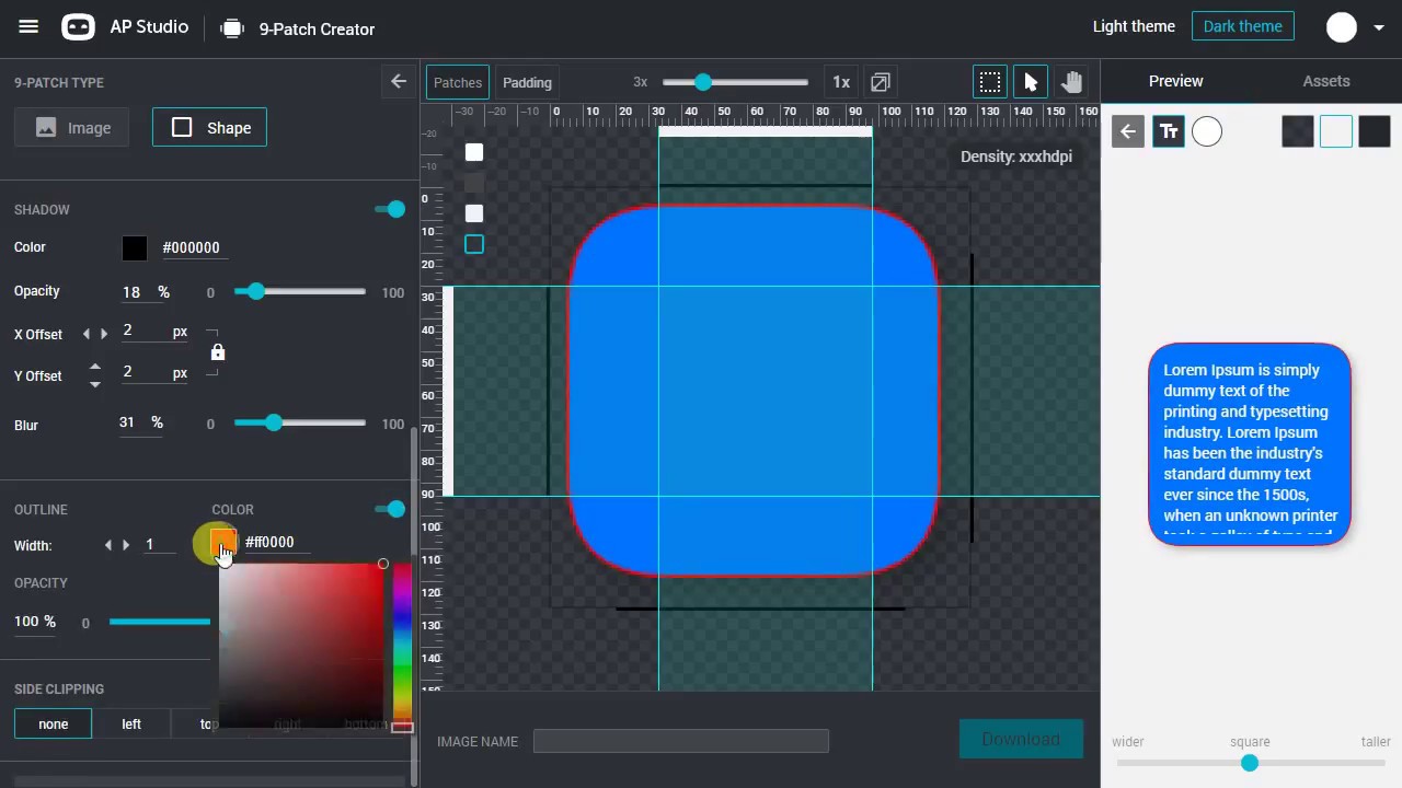 How to create a nine-patch shape for Android