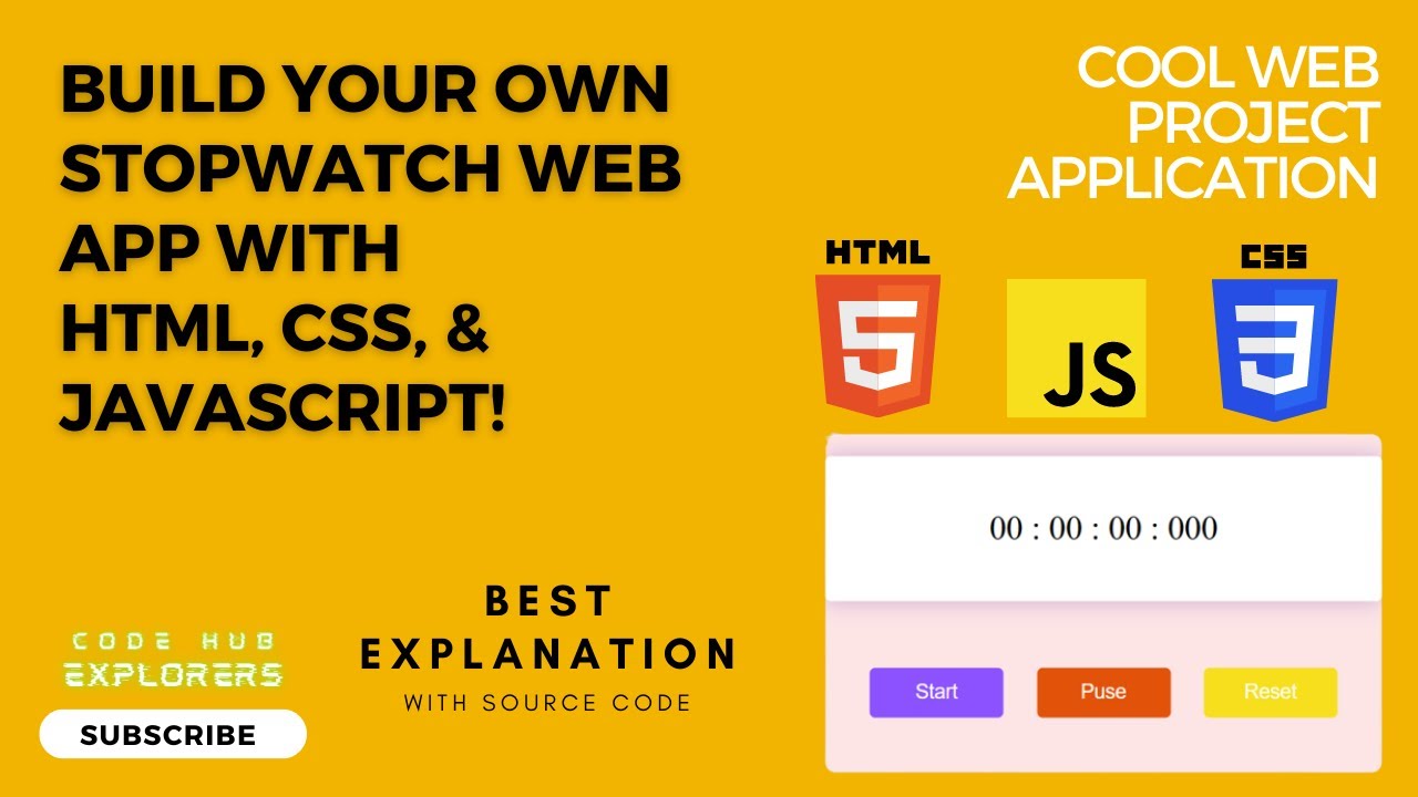 Building a Stopwatch Web Application from Scratch | HTML, CSS, JavaScript Tutorial