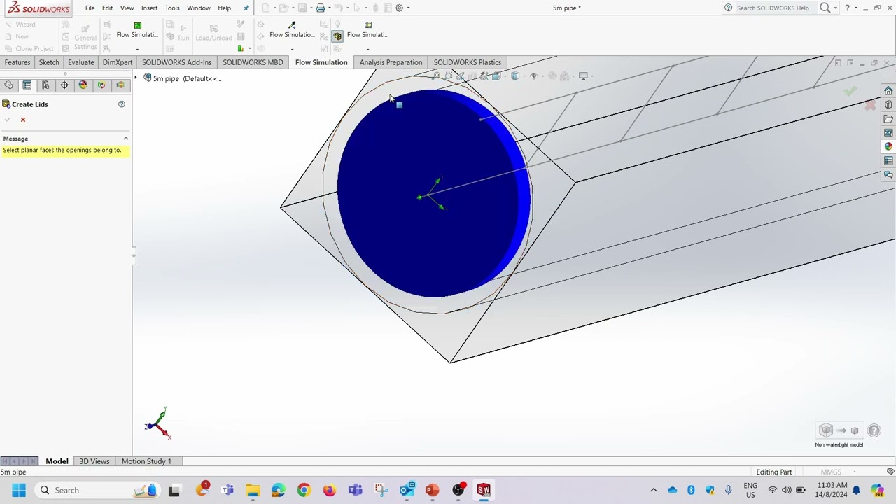 Solidworks Flow Simulation - Pipe Internal Flow Part 1