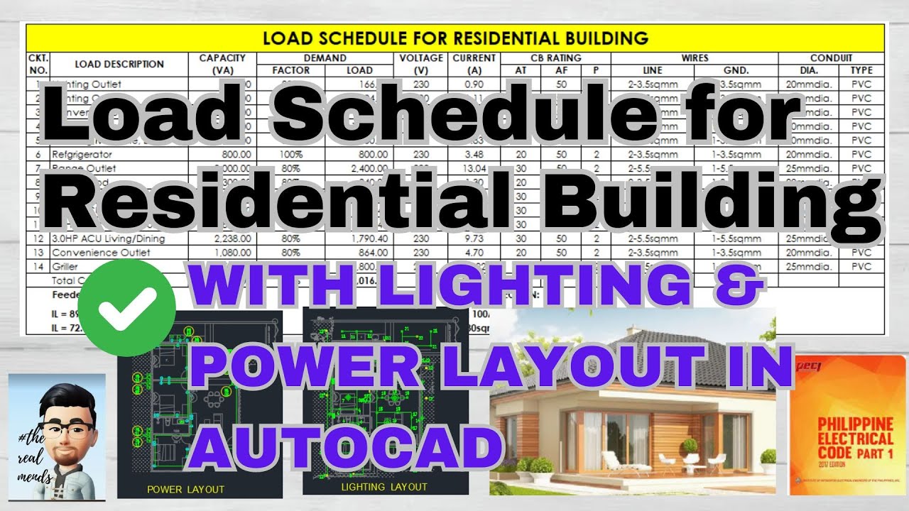 Load Schedule for Residential Building I Schedule of Loads Electrical Plan
