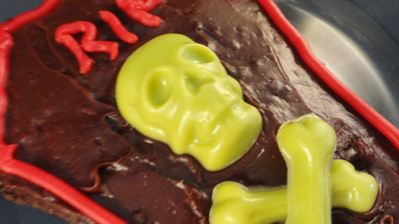 Halloween Coffin Brownies (Wilton skeleton mold demonstration #9/homemade cookie cutters)