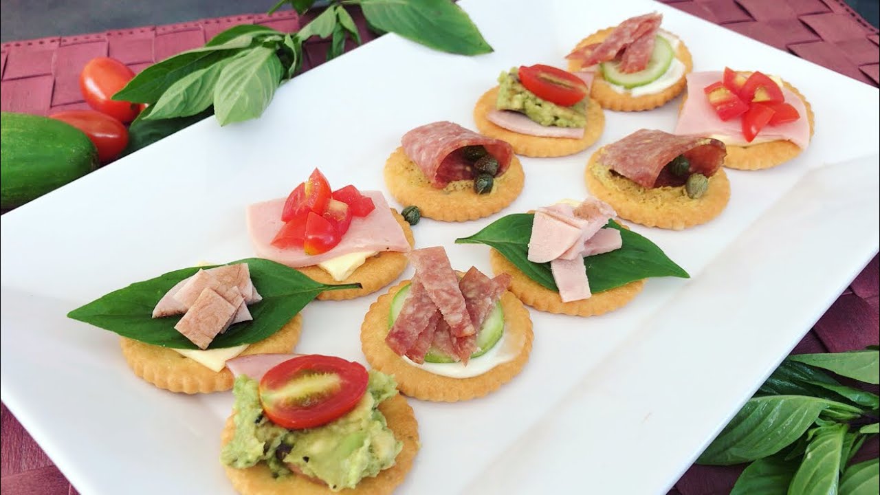 Cracker Appetizer - 5 Ways / Party Snack -Quick And Easy -TGK/00118