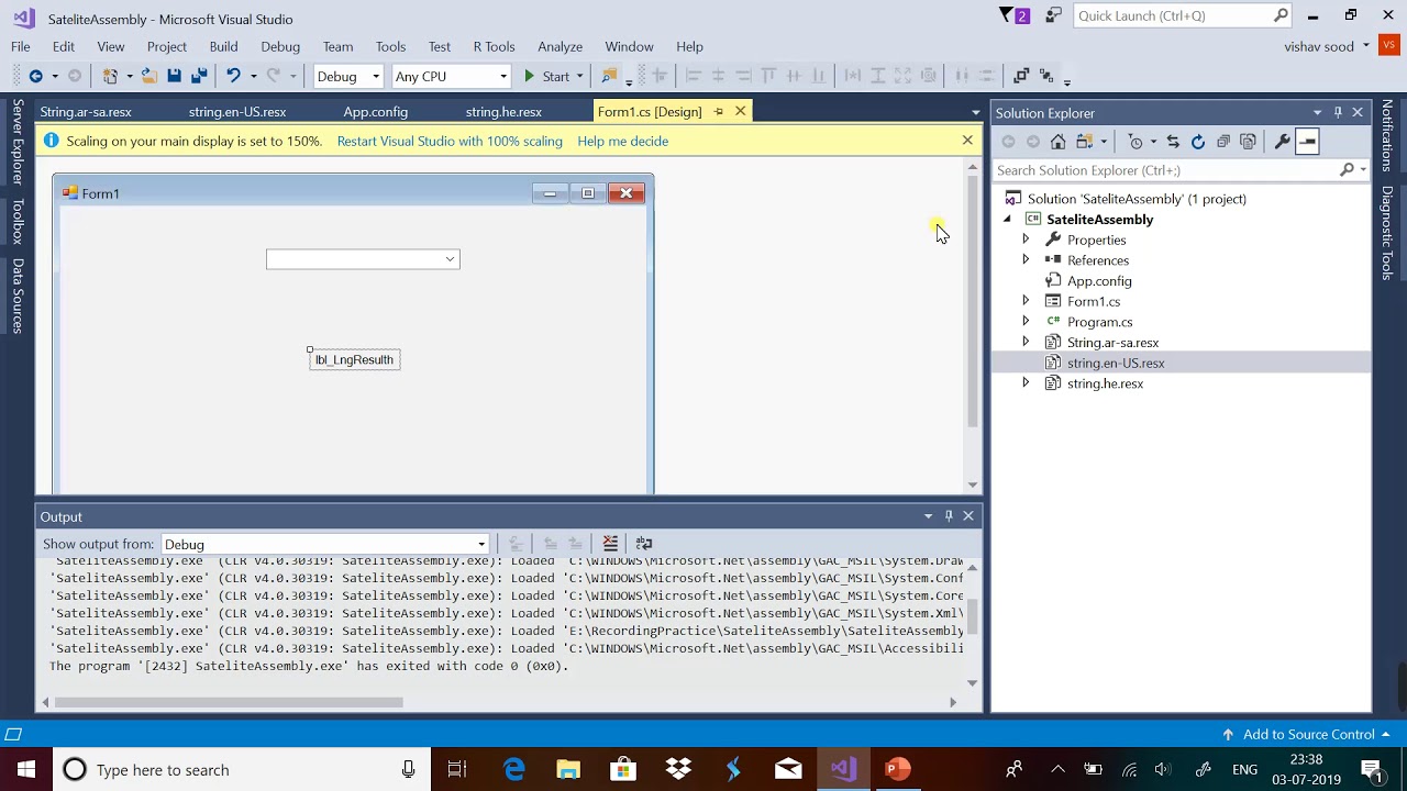 satellite assembly in C#.Net