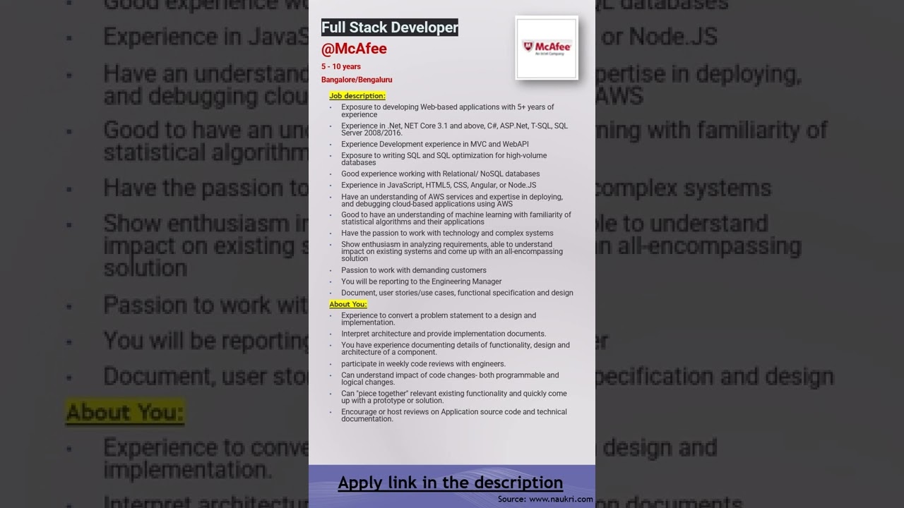 McAfee | Full Stack Developer