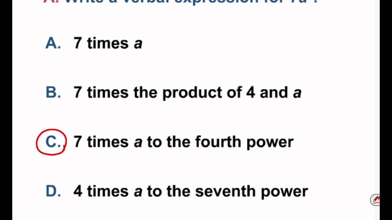 Algebra: 1-1 Variables and Expressions