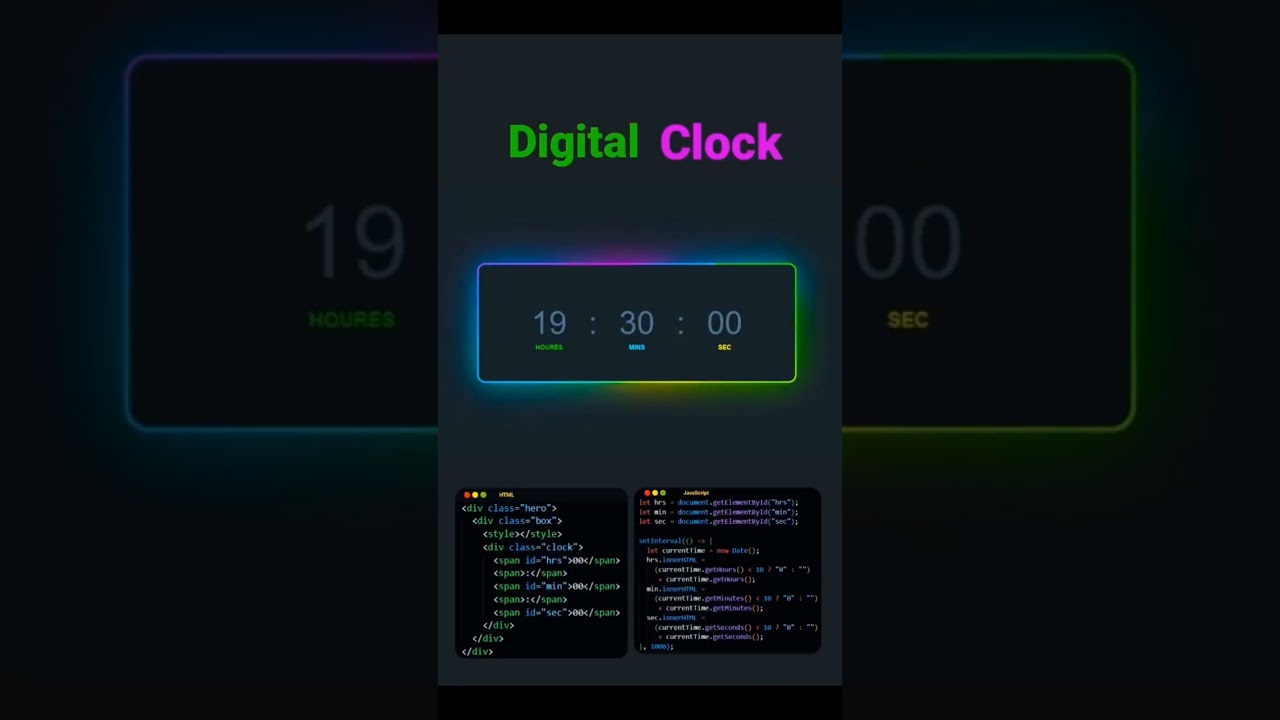 Digital Clock:-learnskillshub.blogspot.com #javascript #programming #project #codinglife