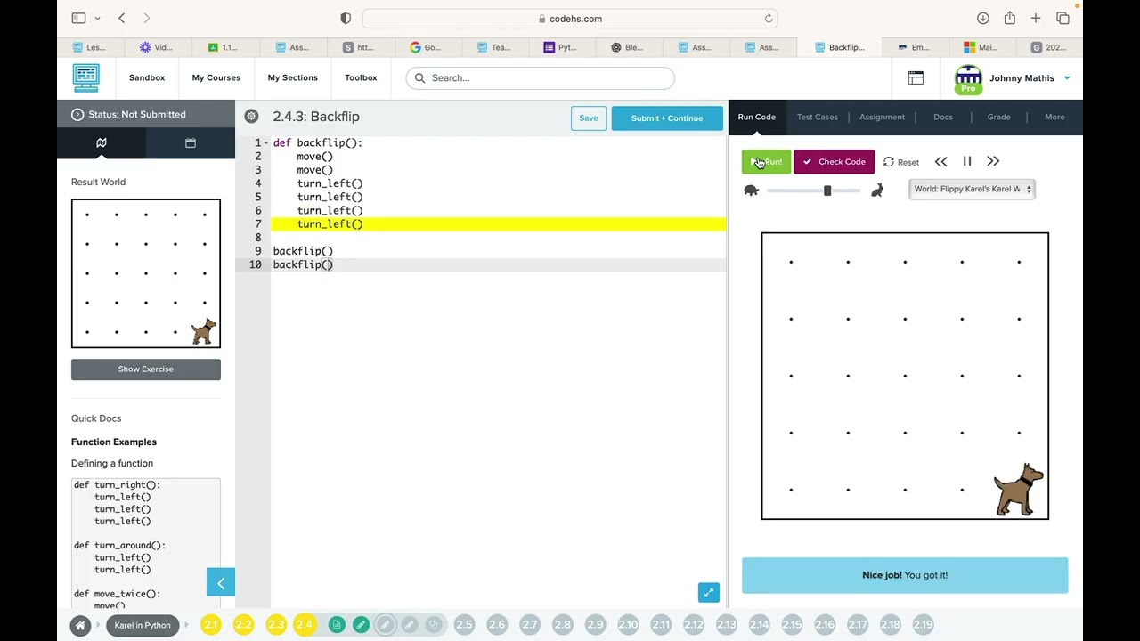 Codehs Python 2.4 Video Tutorial: Functions in Karel