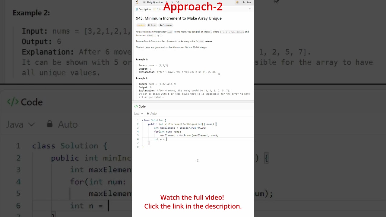 LeetCode 945 | Approach-2 | #leetcodedailychallenge #arrays #sorting #dsa #greedy #coding #algorithm