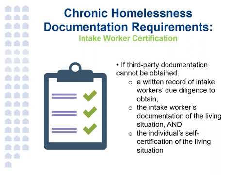 Chronic Homelessness Definition and Documentation Requirements