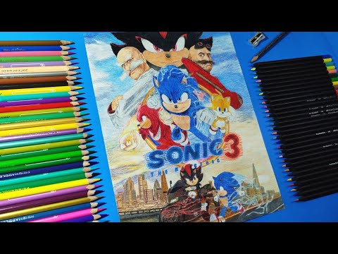 Dibujando el segundo Poster de Sonic 3 La película | Drawing the second poster for Sonic 3 The Movie