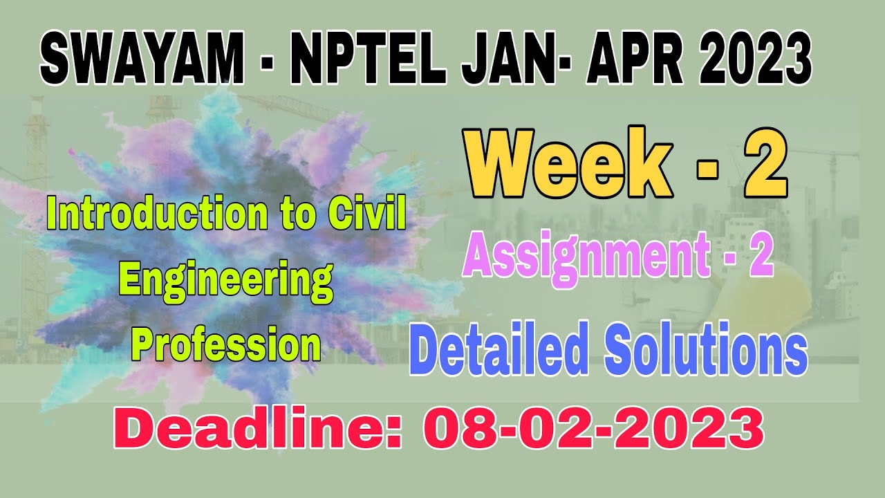 Week-2 NPTEL-Introduction to Civil Engineering Profession  #assignment -2 I Jan-Apr 2023 I Solutions