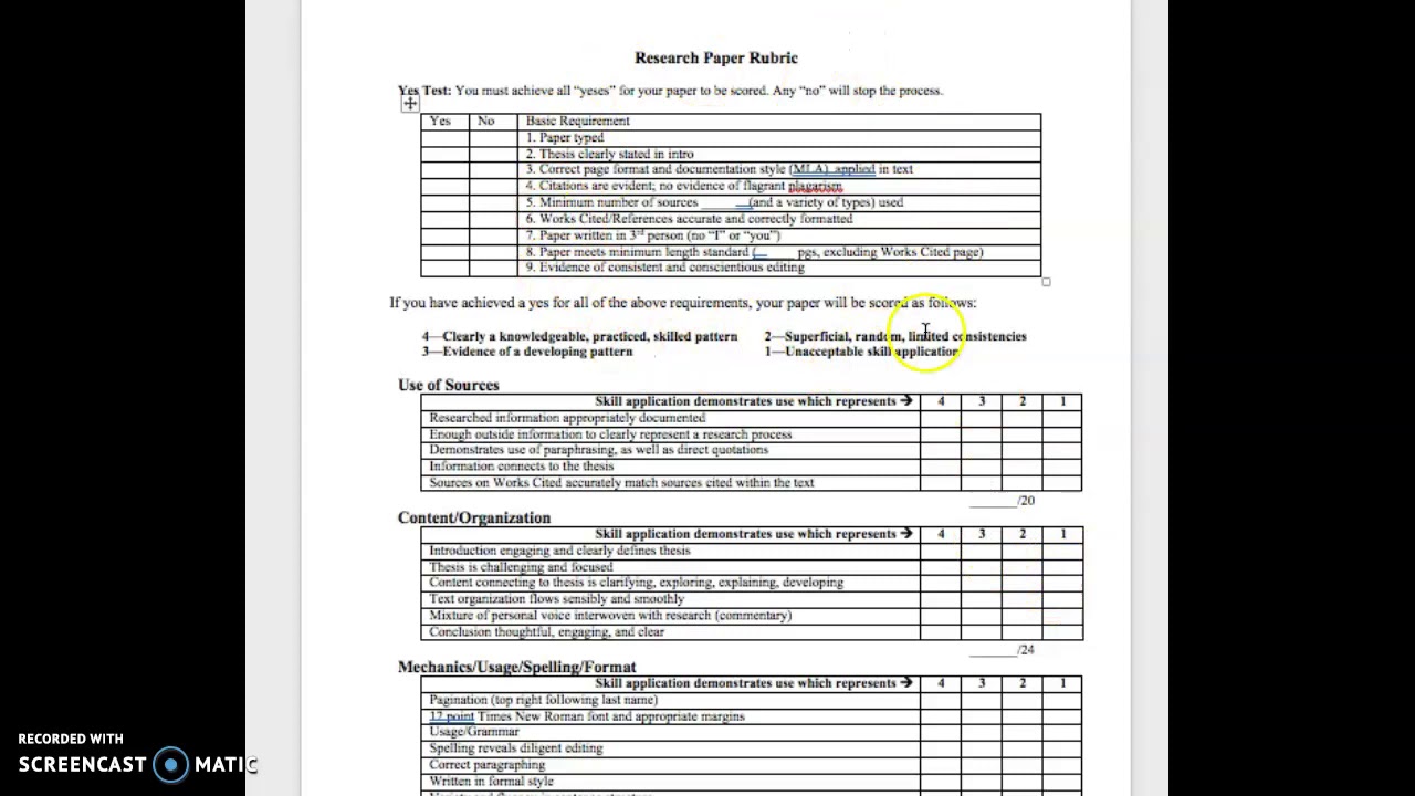 Research Paper Rubric-Explained