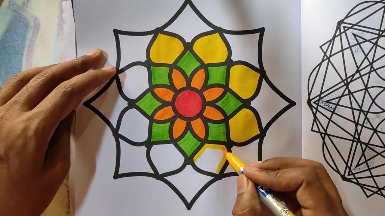 Relaxing Step by Step Mandala Art | Easy Mandala Drawing Tutorial | Calm Focus Music – “No Sugar”