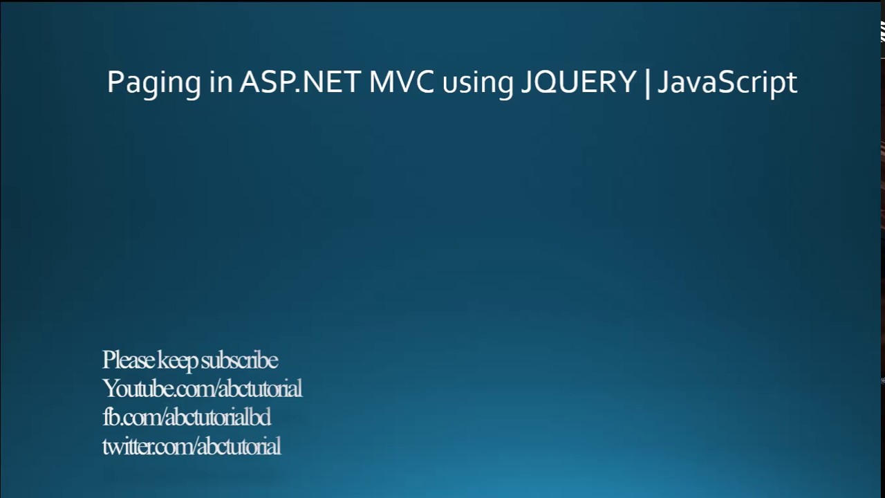 Paging in ASP.NET MVC | Using Jquery Ajax