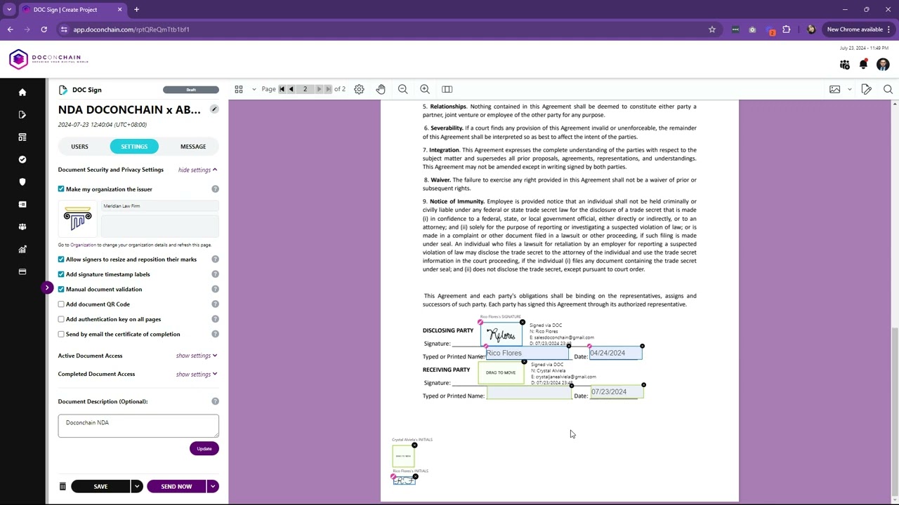 10. Project Settings: Document Security and Privacy (DOCONCHAIN Tutorial Video)