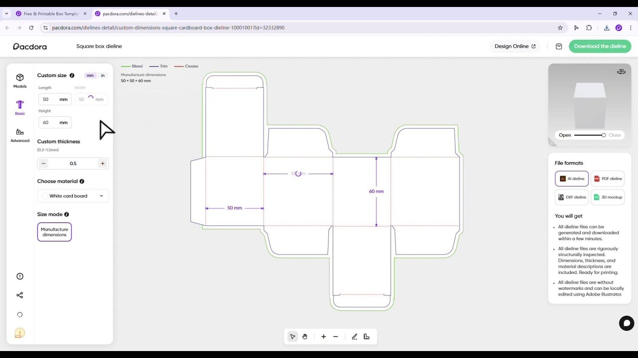 How to create a square box template?
