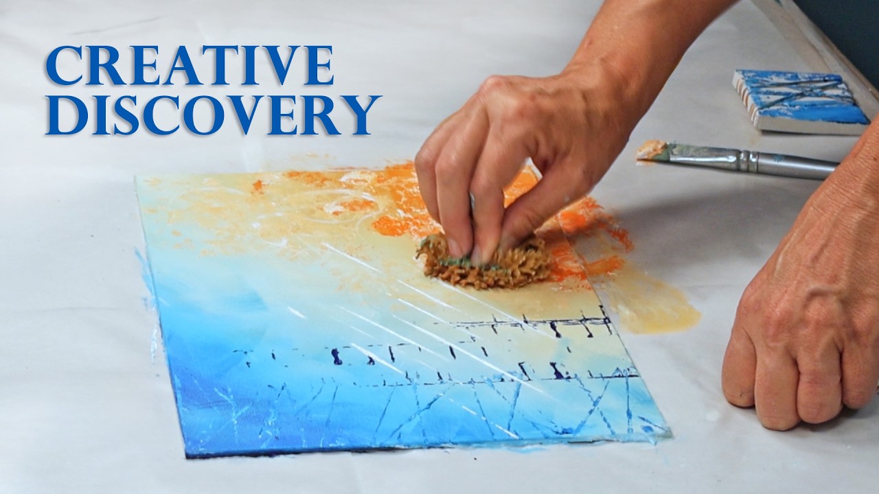 Easy Abstract Painting: Stamping Techniques in Blue & Orange
