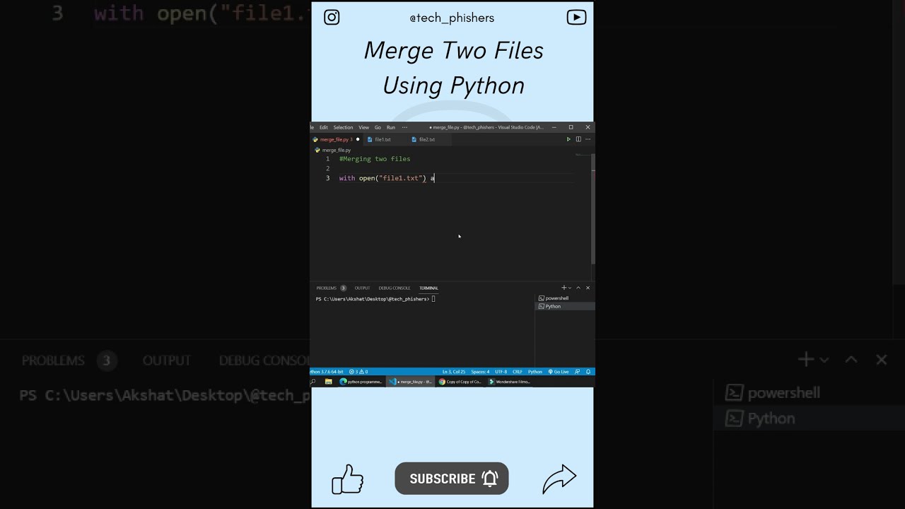 Merge Two files using python 🤩🔥
