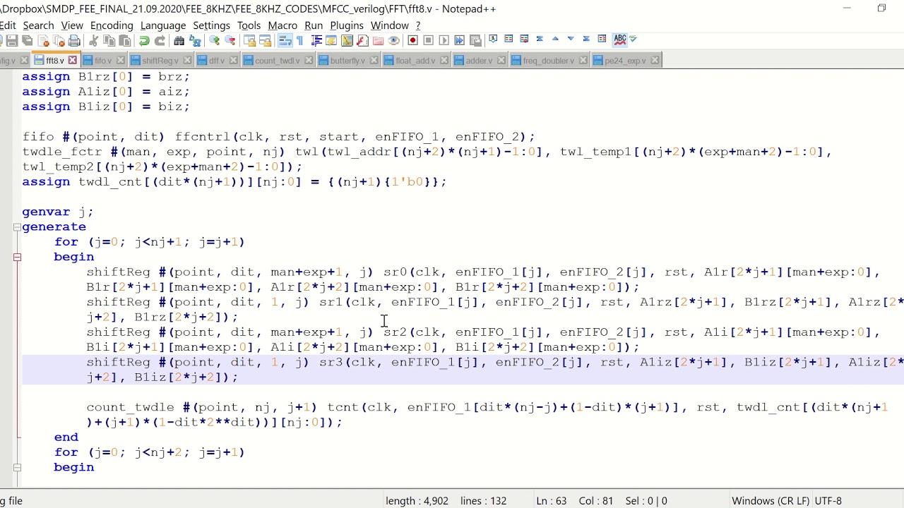 Feature Extraction Engine Simulation - 8 Point FFT Part 1