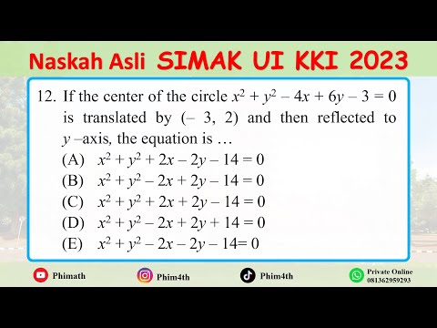12 Naskah Asli Matematika Dasar SIMAK UI KKI 2023 Persamaan Lingkaran