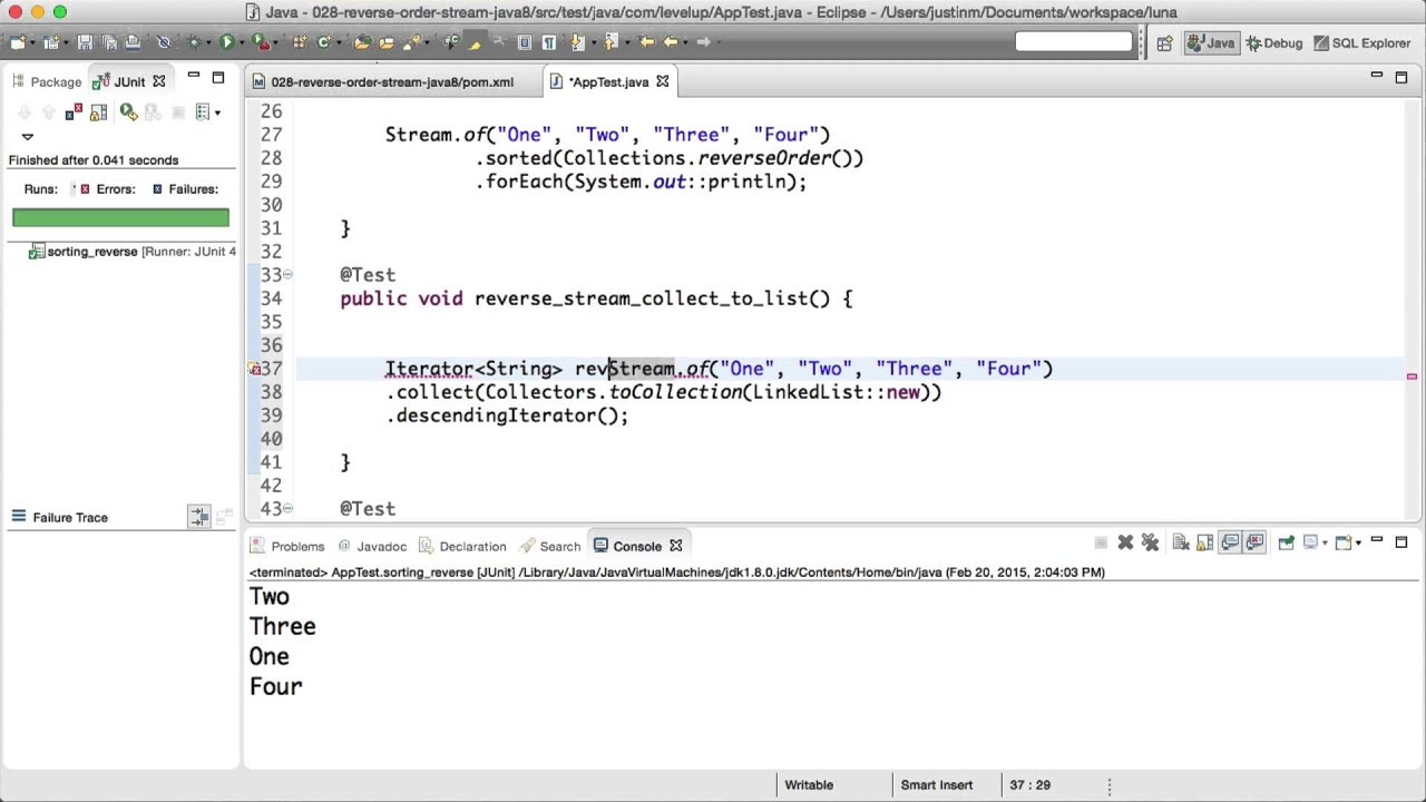 Screencast #28: Reverse elements of stream java 8