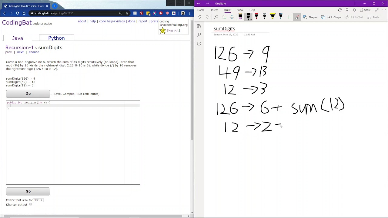 Recursion - 1 (sumDigits) Java Solution || Codingbat.com