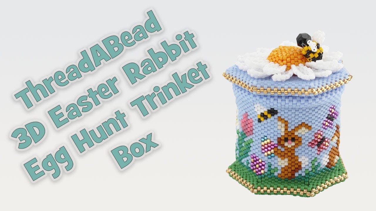 ThreadABead 3D Easter Rabbit Egg Hunt Trinket Box