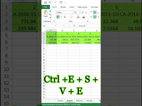 Transpose Shortcuts in Excel