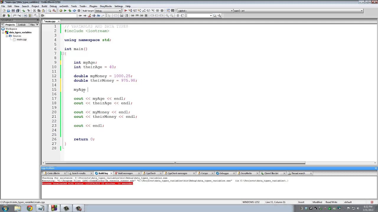C++ Programming Tutorials: 4 - Basic Data Types and Variables