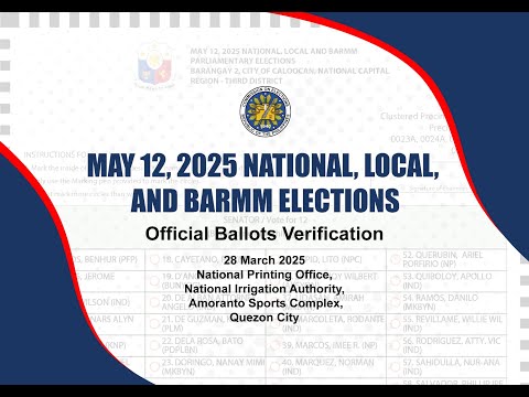 Verification of Official Ballots for the May 2025 National, Local and BARMM Elections