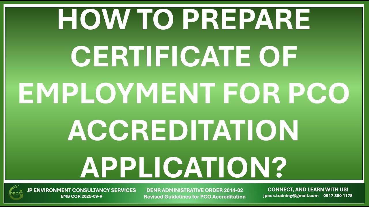 How to prepare Certificate of Employment for PCO Accreditation Application?