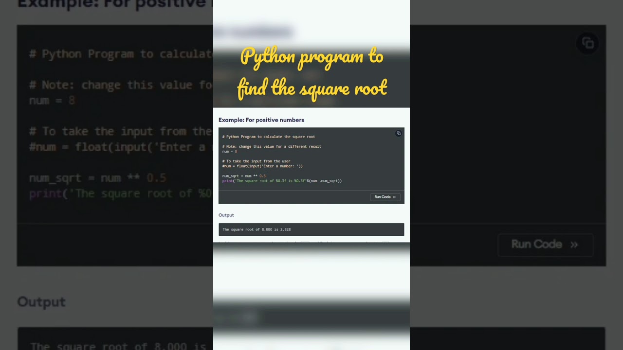 Python Program to Find the Square Root #python