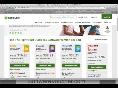 H&R Block Basic 2014 - How to use a Coupon Code or Discount for 2015 from SoftwareVoucher.com