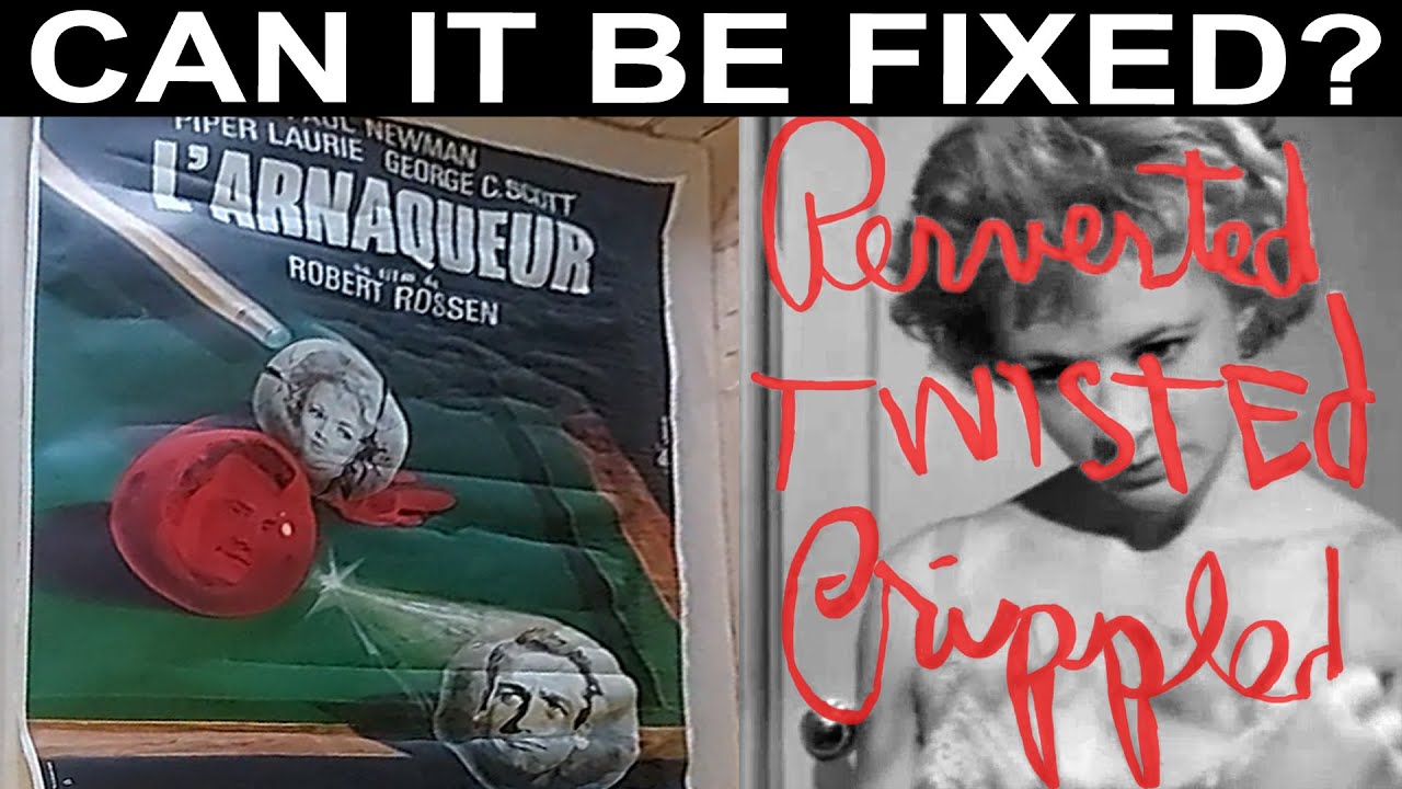 The Hustler Movie Poster Restoration, Paul Newman Jackie Gleason, Pool Billiard