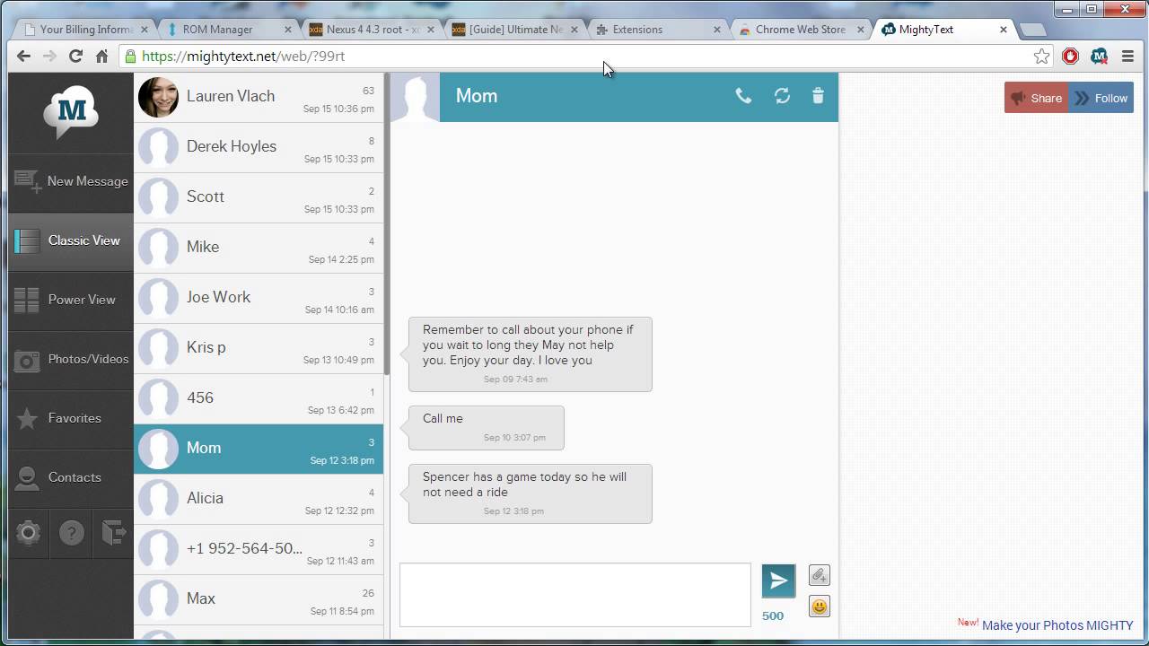 How to text from computer : MightyText