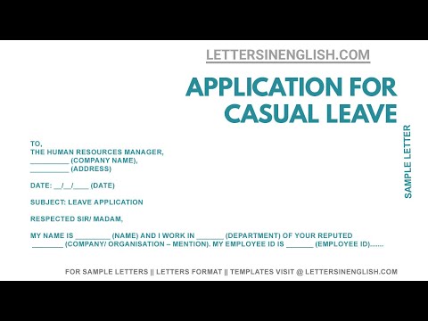 Casual Leave Application – Sample Application Letter