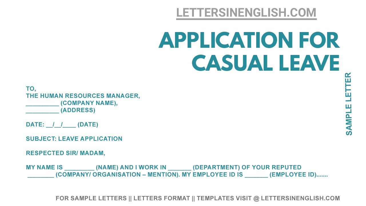 Casual Leave Application – Sample Application Letter