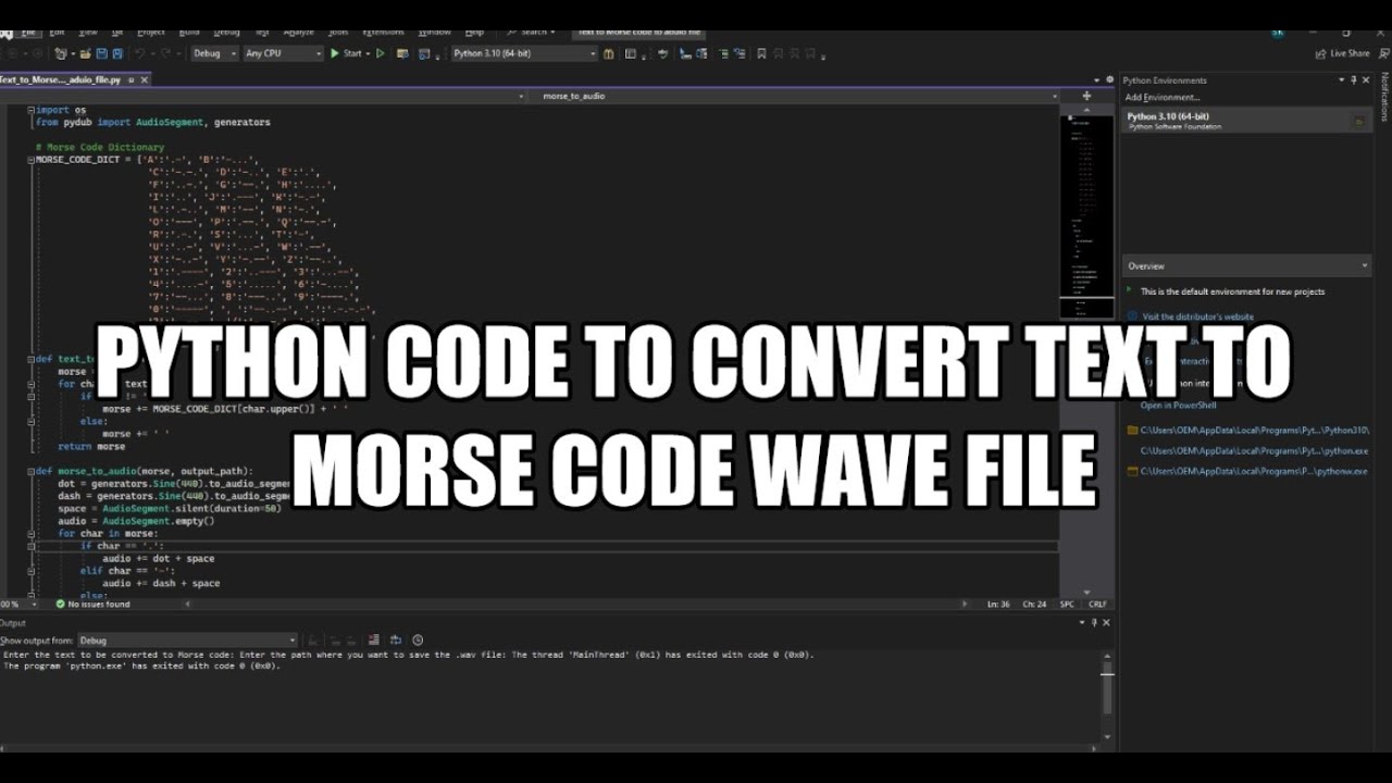 Python code to convert text to Morse code wave file