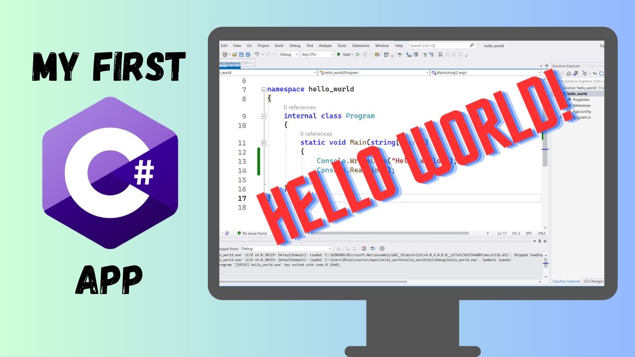 Create First Hello World C# Console App in Visual Studio 22 | C# Programming Tutorial