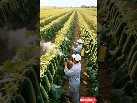 Farmers tend cucumber garden in the field #farming