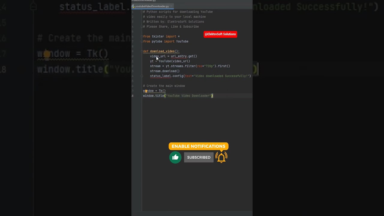 Youtube Video Downloader using Python GUI #shorts #python #guide #download