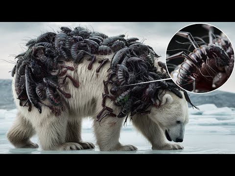 "A polar bear covered by millions of insects and fly parasites was saved by heroic rescue women."