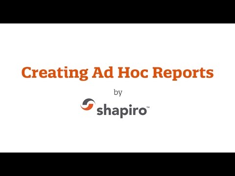 Creating Ad Hoc Reports