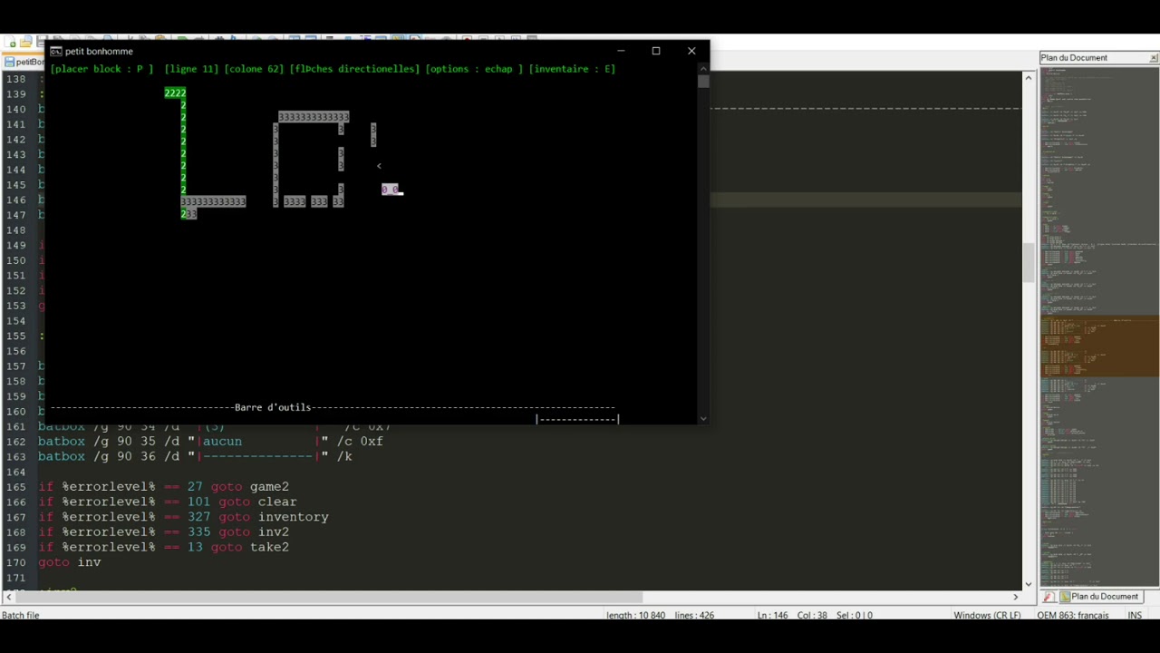 Batch programming - 2D game
