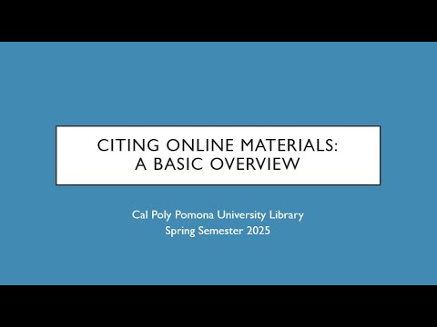 Citing Online Materials: A Basic Overview