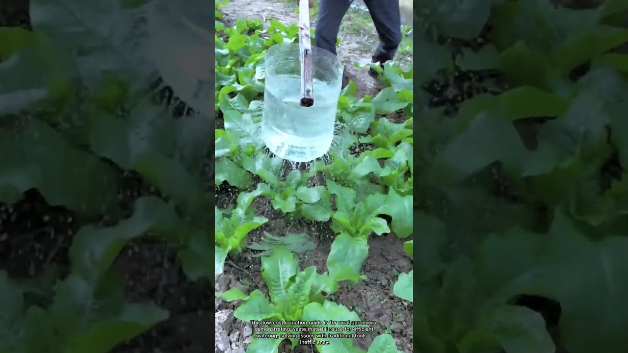 How to Water Vegetables with a Holed Plastic Bucket Stick